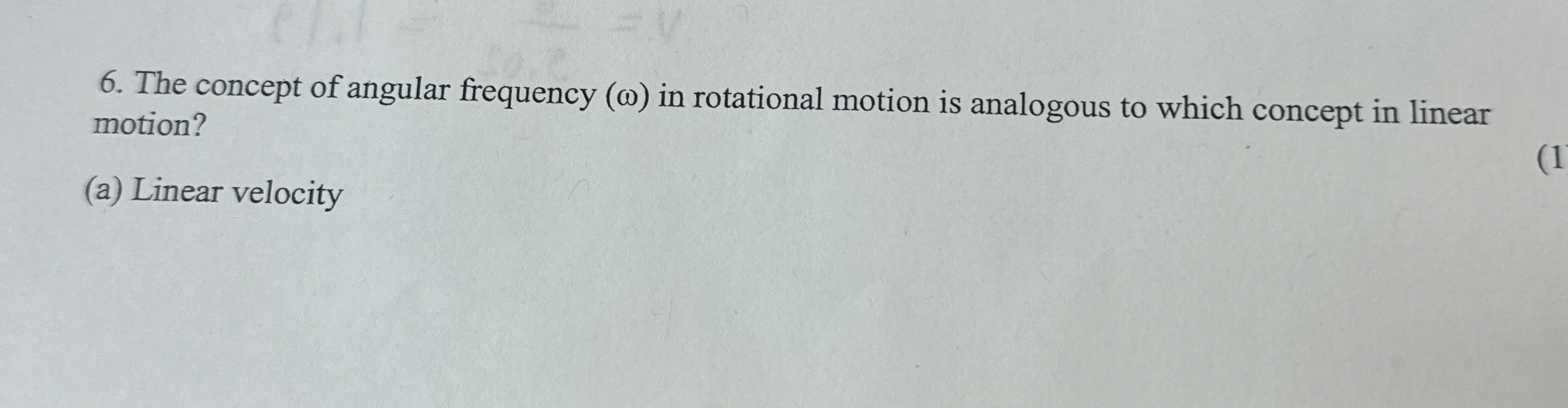 Solved The concept of angular frequency (ω) ﻿in rotational | Chegg.com