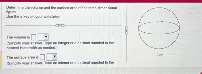 Solved Determine the volume and the surface area of the | Chegg.com