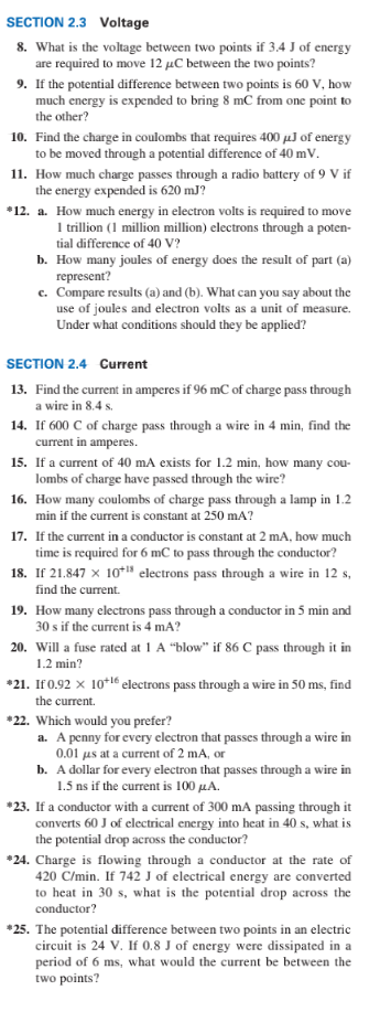 Solved 8. What is the voltage between two points if 3.4 J of | Chegg.com