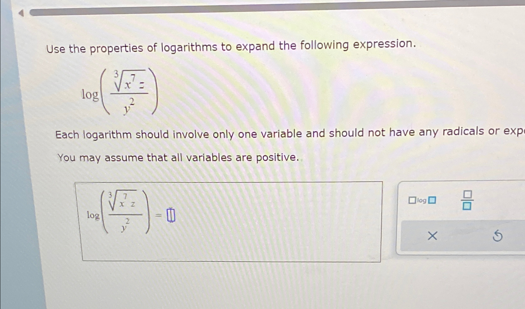 Solved Use the properties of logarithms to expand the | Chegg.com