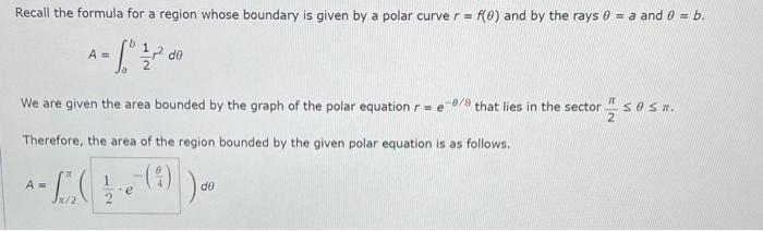 Solved Recall the formula for a region whose boundary is | Chegg.com