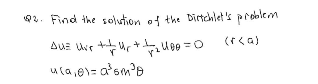 Solved Q2. Find the solution of the Dirichlet's problem (r | Chegg.com