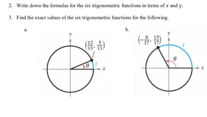 Solved 2. Write down the formulas for the six trigonometric | Chegg.com