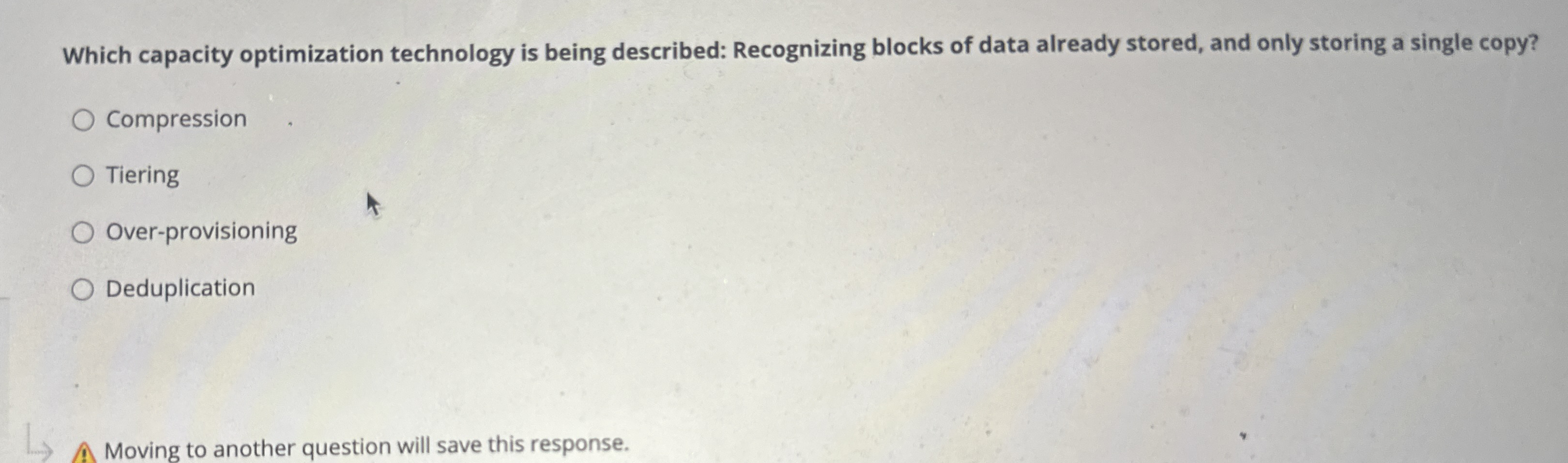 Solved Which capacity optimization technology is being | Chegg.com