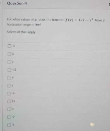 Solved Question 4For what values of x ﻿does the function | Chegg.com
