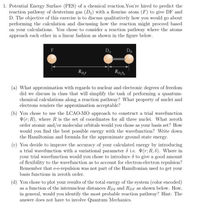 1. Potential Energy Surface (PES) of a chemical | Chegg.com
