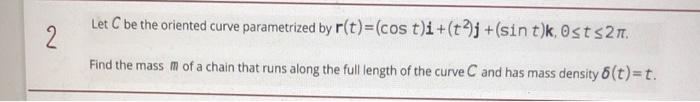 Solved Let C be the oriented curve parametrized by | Chegg.com