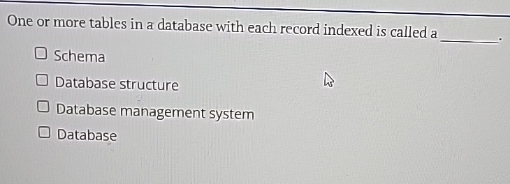 Solved One or more tables in a database with each record | Chegg.com