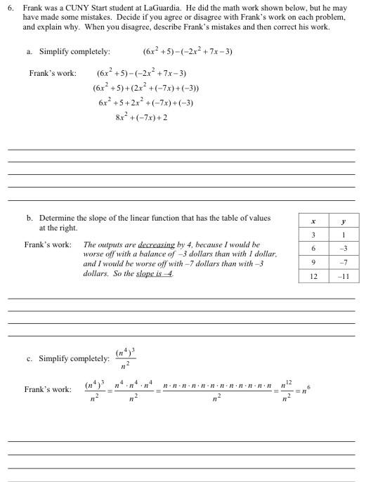 Solved 6. Frank was a CUNY Start student at LaGuardia. He | Chegg.com