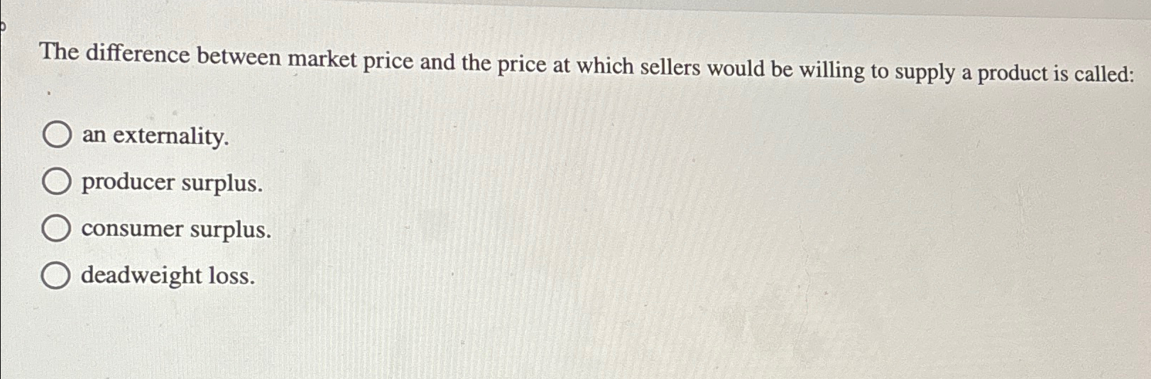 Solved The difference between market price and the price at | Chegg.com