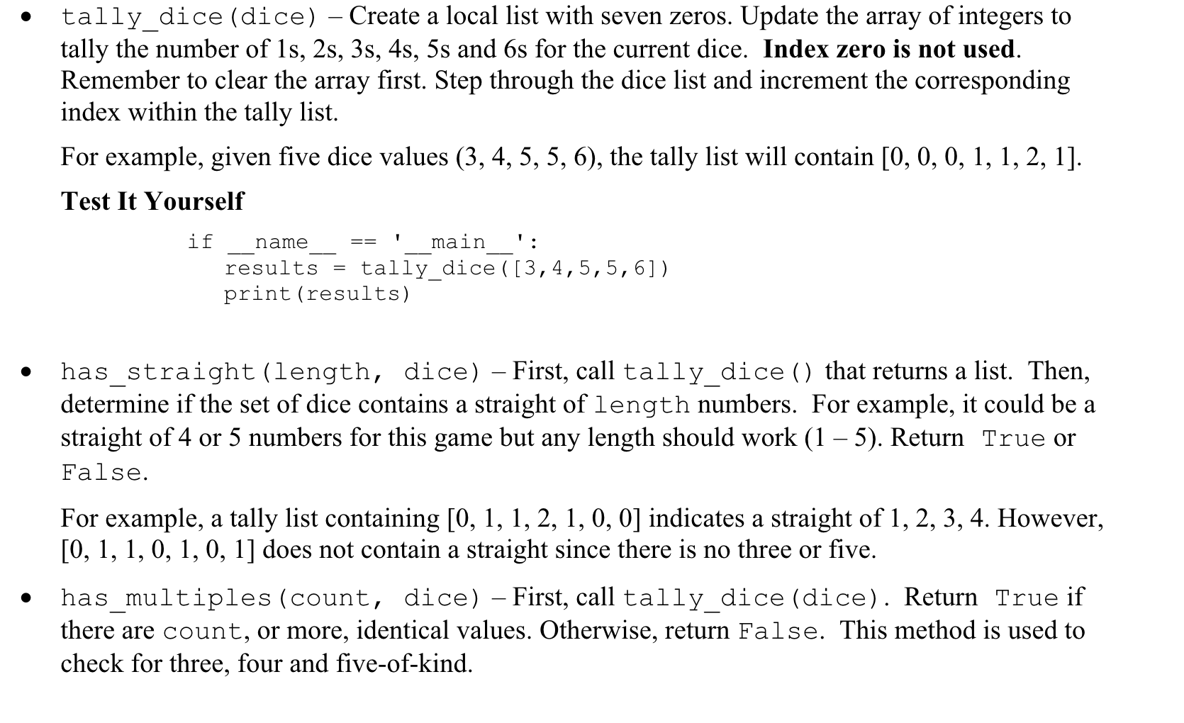 Solved tally_dice (dice) - ﻿Create a local list with seven | Chegg.com