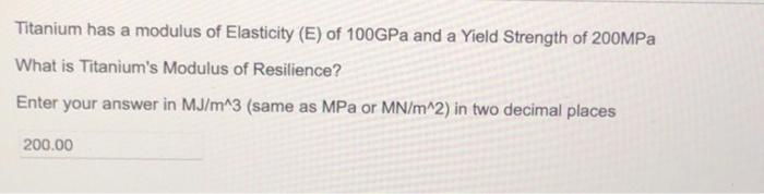 Solved Titanium has a modulus of Elasticity (E) of 100GPa | Chegg.com