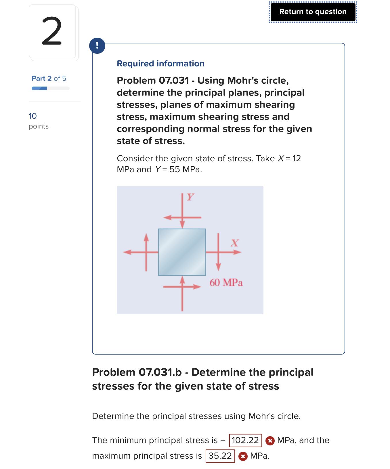 Solved Required informationProblem 07.031 - ﻿Using Mohr's | Chegg.com