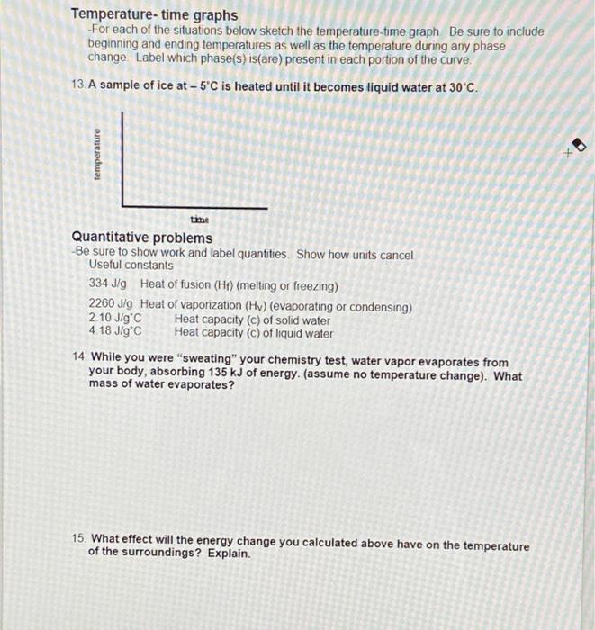 Solved Temperature-time graphs -For each of the situations | Chegg.com