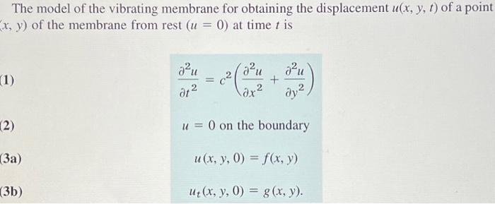 Solved The model of the vibrating membrane for obtaining the | Chegg.com