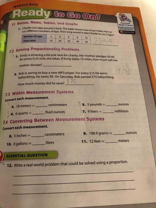Solved MODULE QUIZ Ready to Go On? 7.1 Ratios, Rates, | Chegg.com