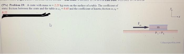 Solved (5\%) Problem 19: A crate with mass m=2.25 kg rests | Chegg.com