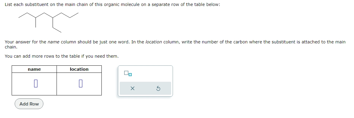 Solved List each substituent on the main chain of this | Chegg.com