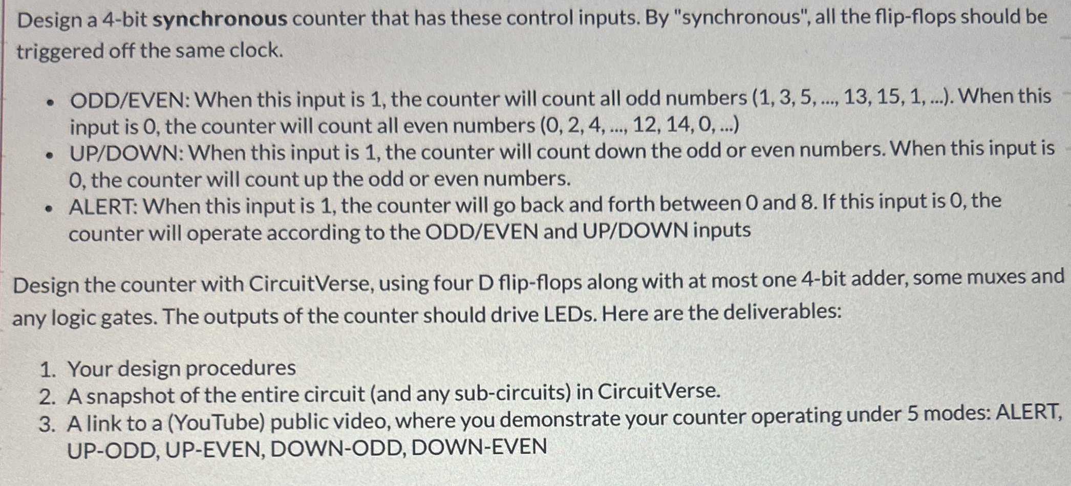 Solved Design a 4-bit synchronous counter that has these | Chegg.com