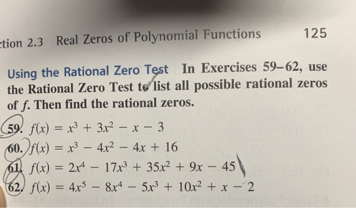Solved 125 ction 2.3 Real Zeros of Polynomial Functions | Chegg.com