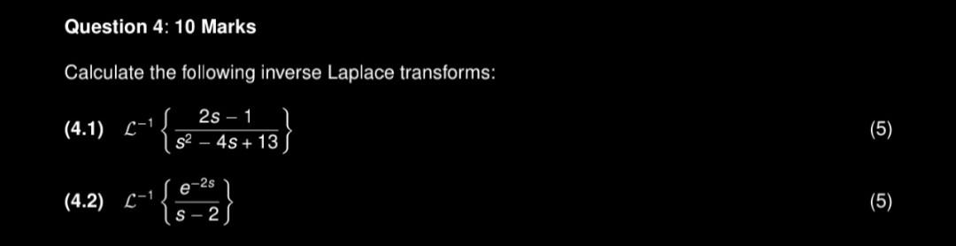 Solved Calculate the following inverse Laplace transforms: | Chegg.com