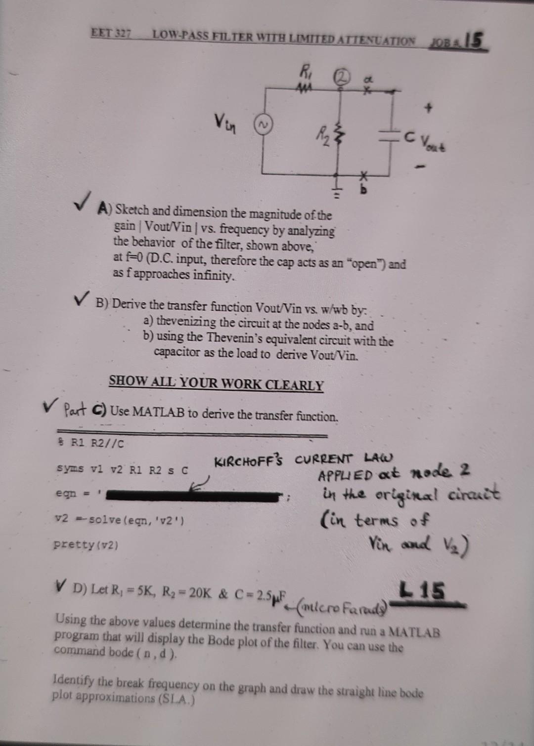 Solved EET 327 LOW-PASS FILTER WITH LIMITED ATTENUATION JOBA | Chegg.com