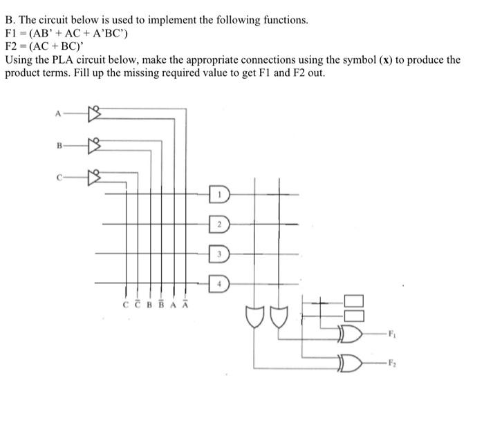 Solved B. The circuit below is used to implement the | Chegg.com