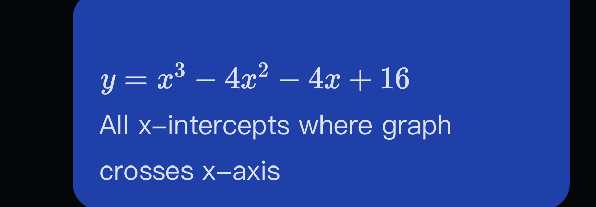 y=x3-4x2-4x+16All x-intercepts where graph crosses | Chegg.com
