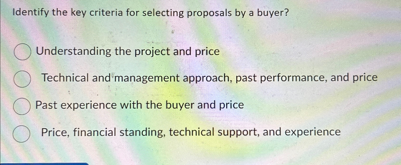 Solved Identify the key criteria for selecting proposals by | Chegg.com