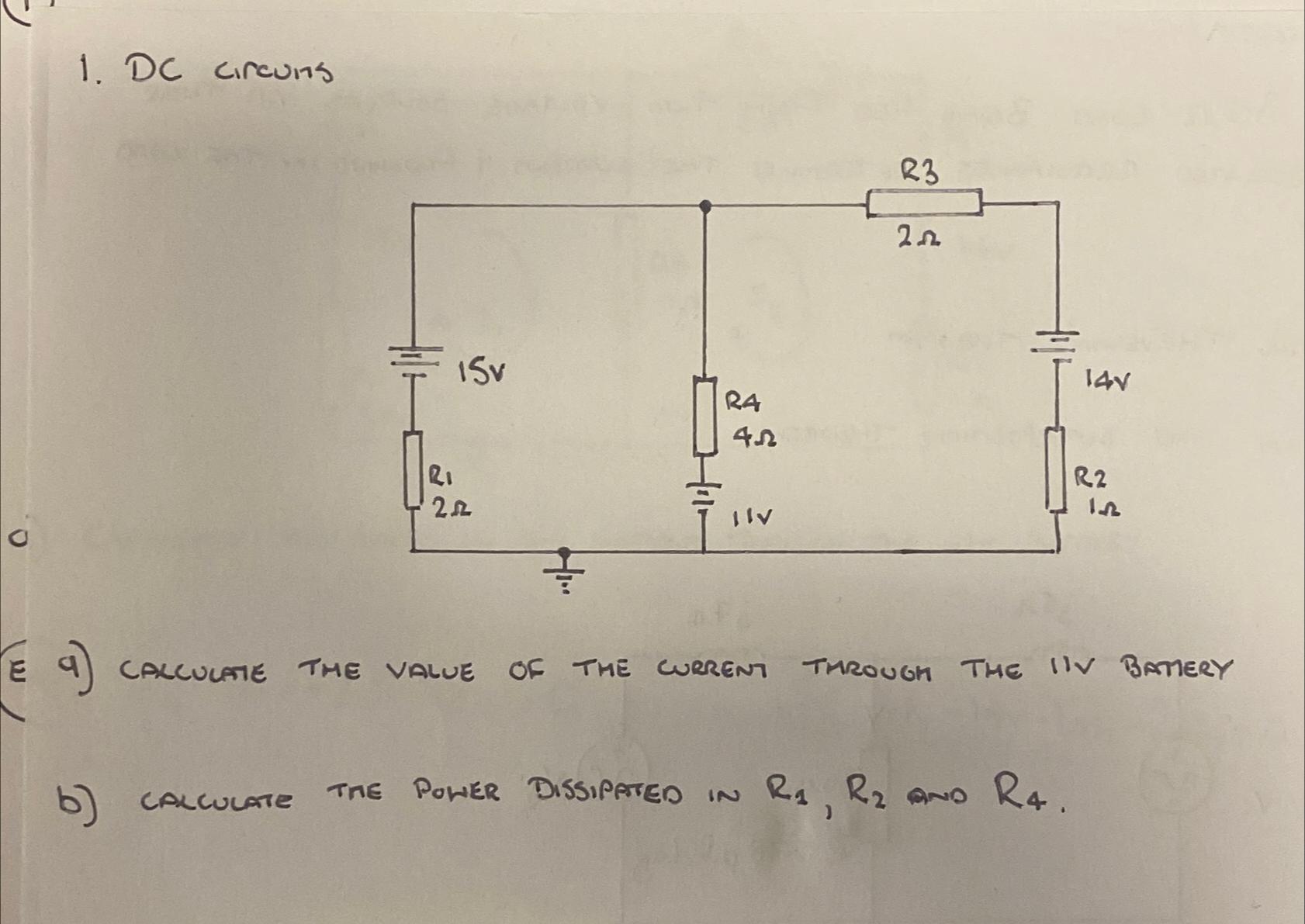 Solved DC cucuitsa) ﻿calculate the valve of current through | Chegg.com