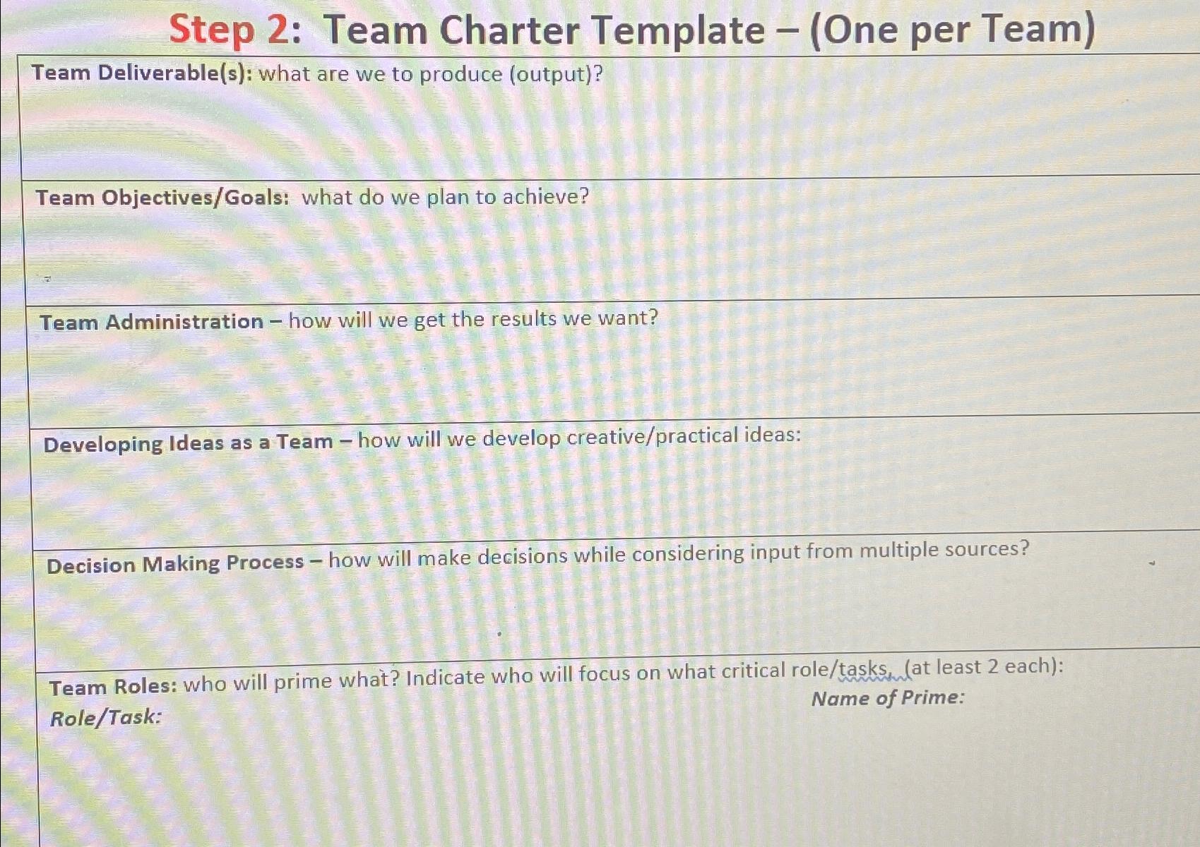 Solved Step 2: Team Charter Template - (One per Team)Team | Chegg.com