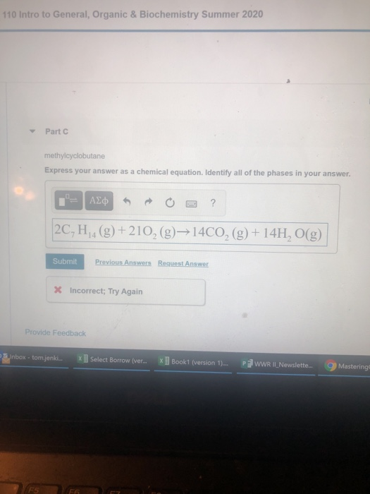 Solved 110 Intro to General, Organic & Biochemistry Summer | Chegg.com