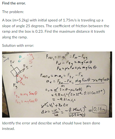 Solved Identify the error and describe what should have been | Chegg.com