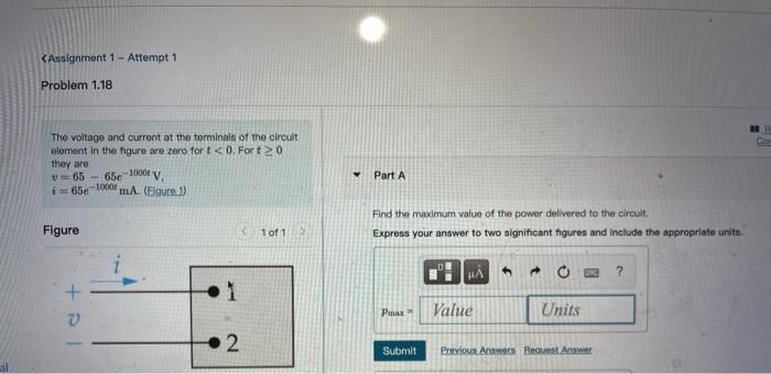 Solved Find the total energy delivered to the element. | Chegg.com