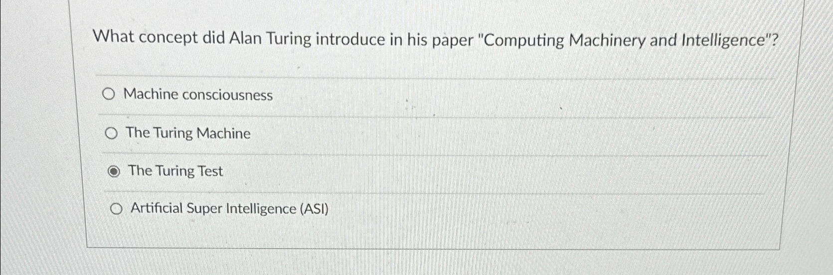 Solved What concept did Alan Turing introduce in his paper | Chegg.com