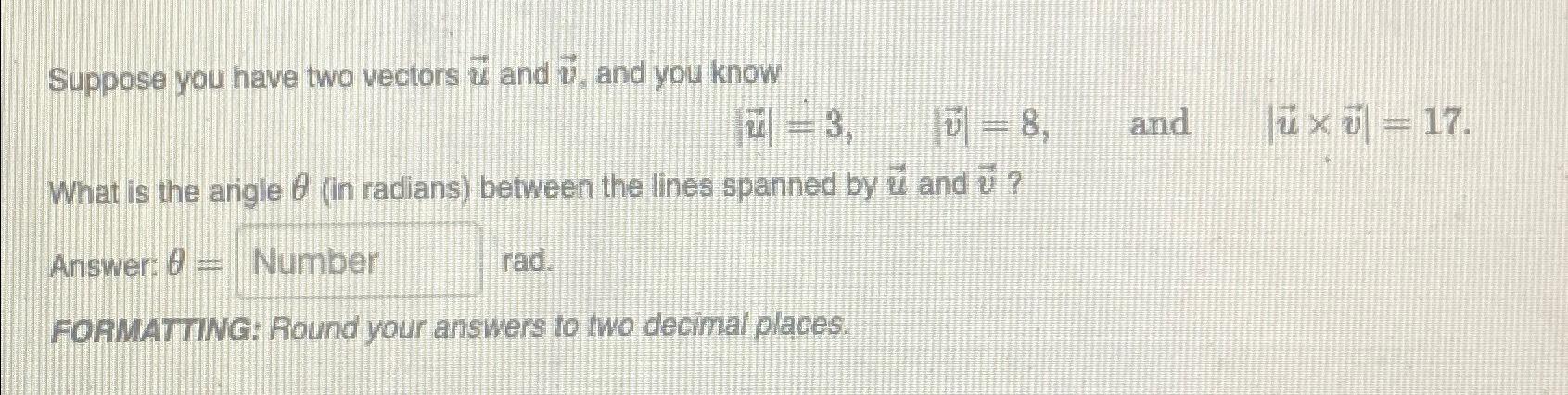 Solved Suppose you have two vectors vec(u) ﻿and vec(v), ﻿and | Chegg.com