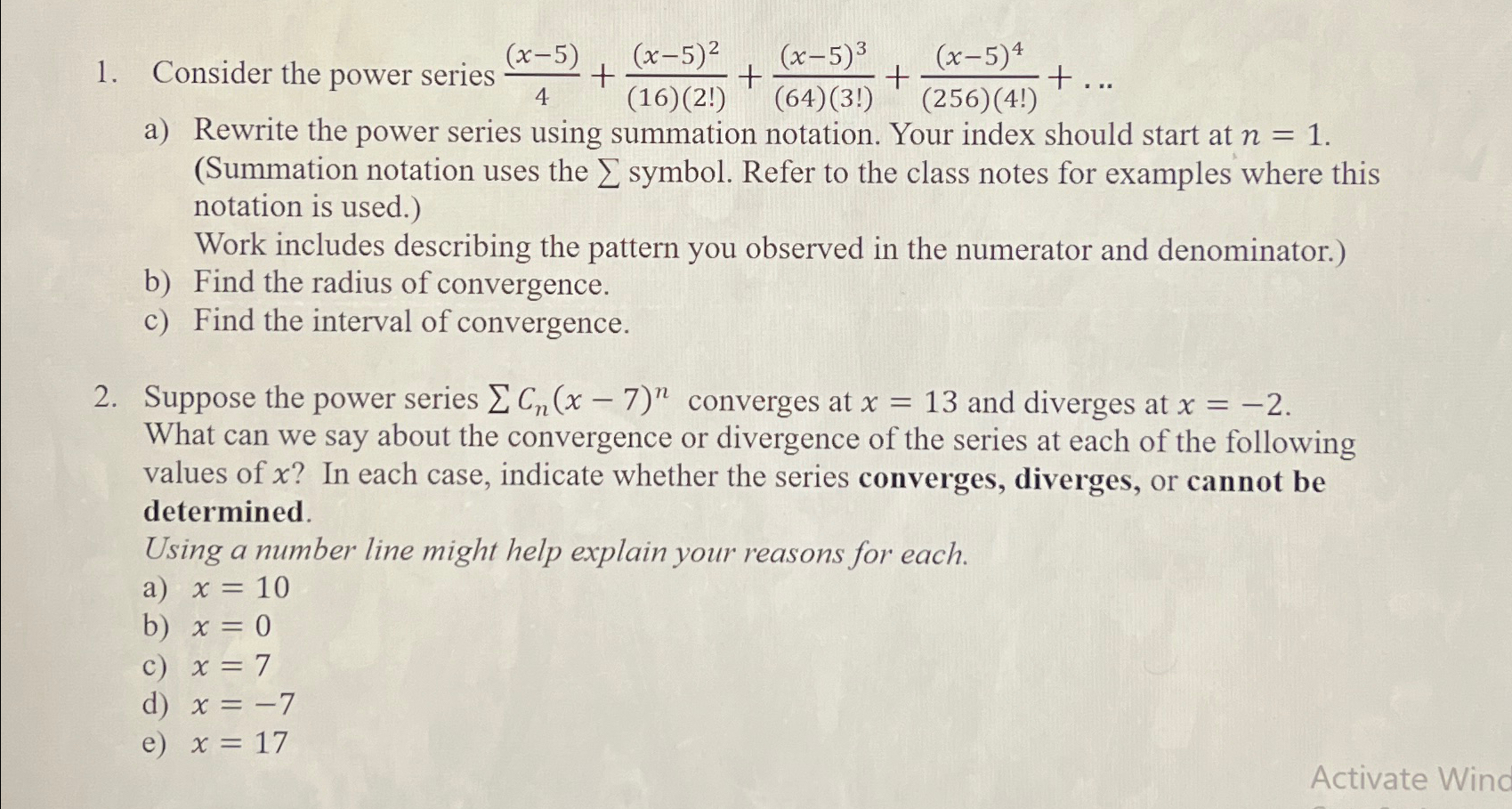 Solved Consider the power series | Chegg.com