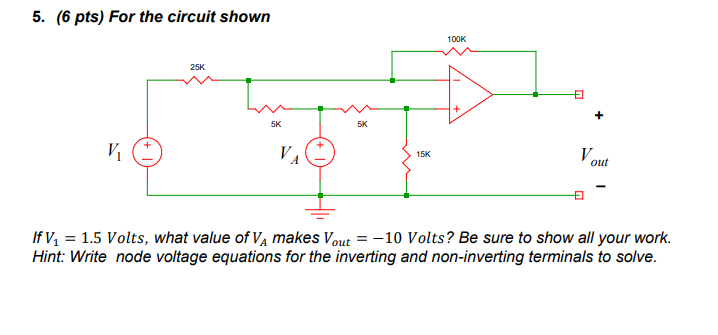 Solved by an EXPERT For the circuit shown If V1=1.5 ﻿Volts, what value | Chegg.com