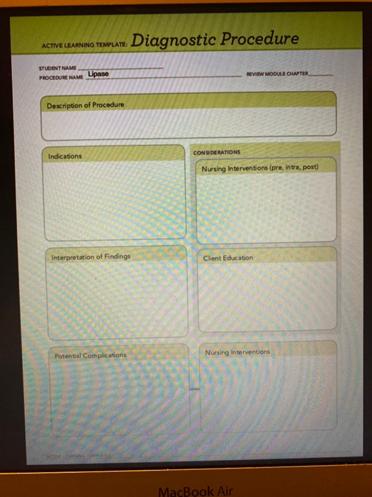 Solved ACTIVE LEARNING TEMPLATE Diagnostic Procedure STUDENT | Chegg.com