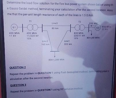 Solved Determine the load flow solution for the five bus | Chegg.com