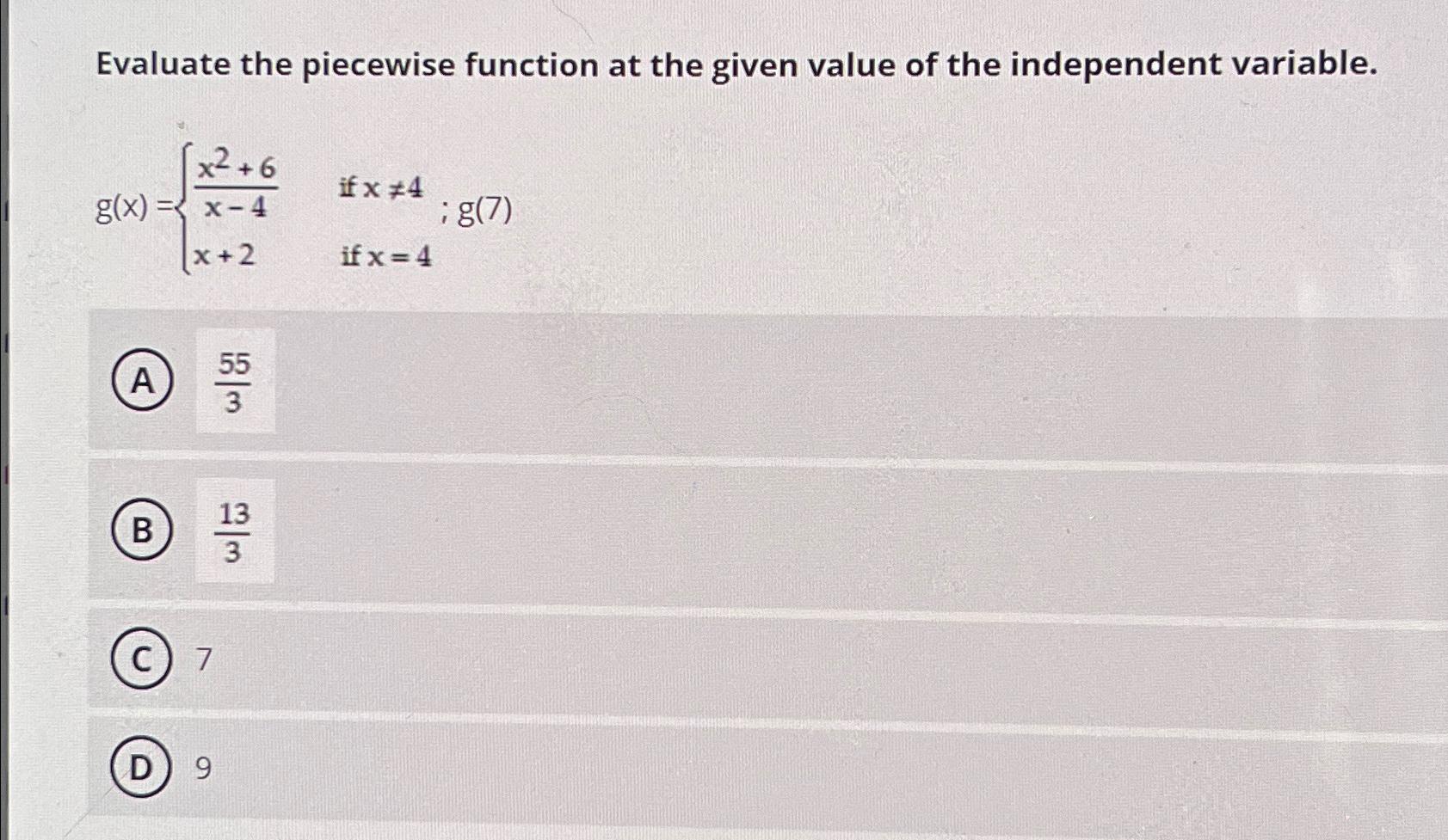 Solved Evaluate the piecewise function at the given value of | Chegg.com