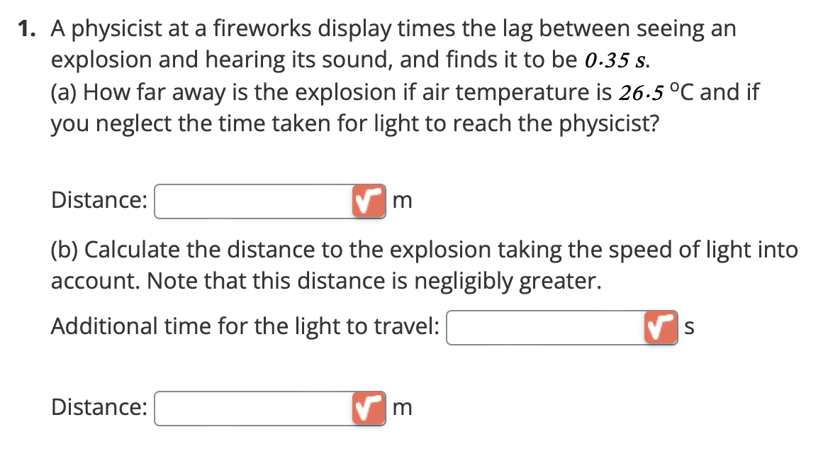 Solved A physicist at a fireworks display times the lag | Chegg.com