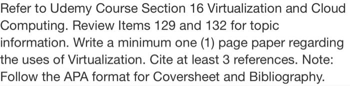 Solved Refer to Udemy Course Section 16 Virtualization and | Chegg.com