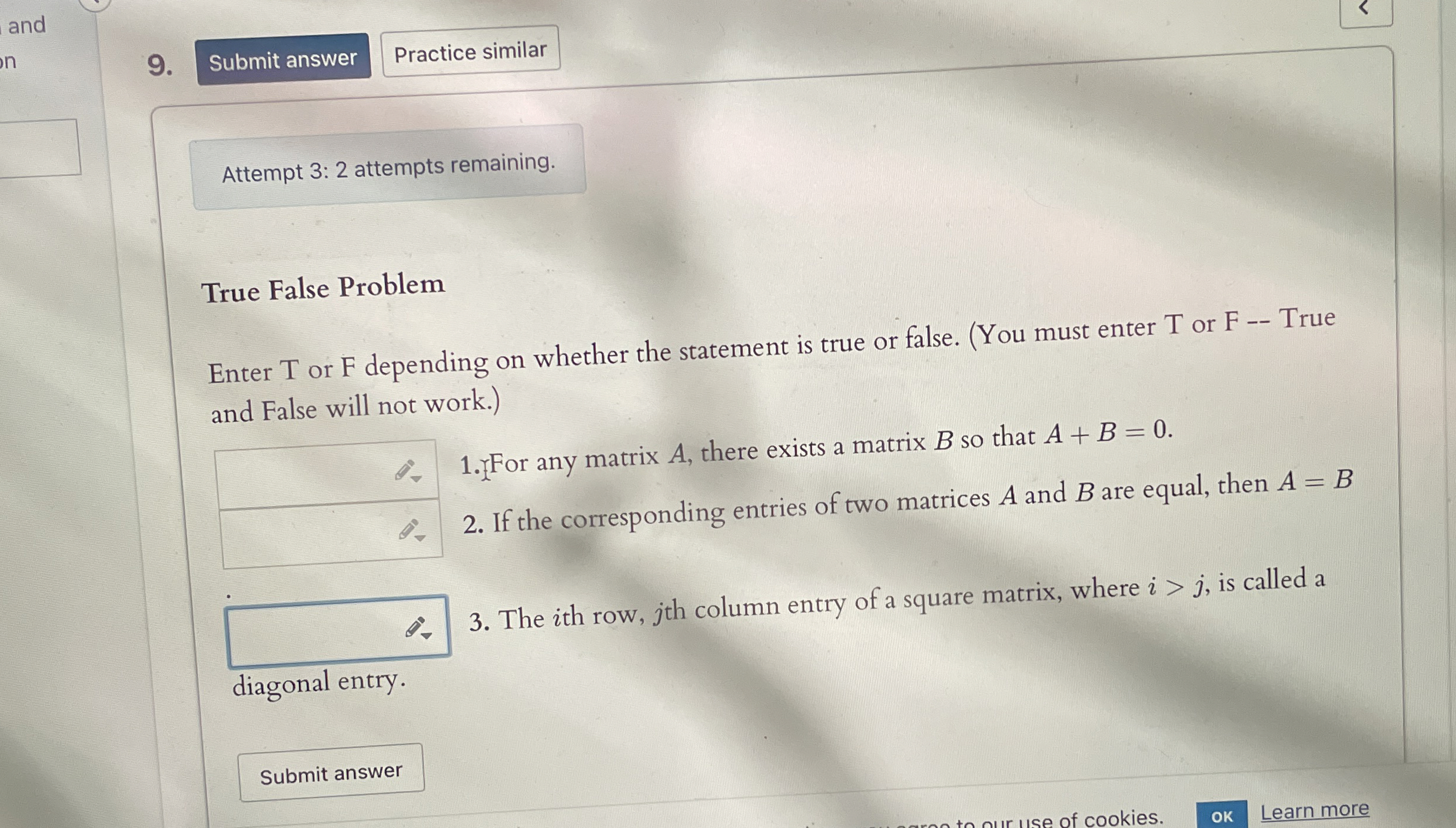 Solved True False ProblemEnter T or F depending on whether | Chegg.com