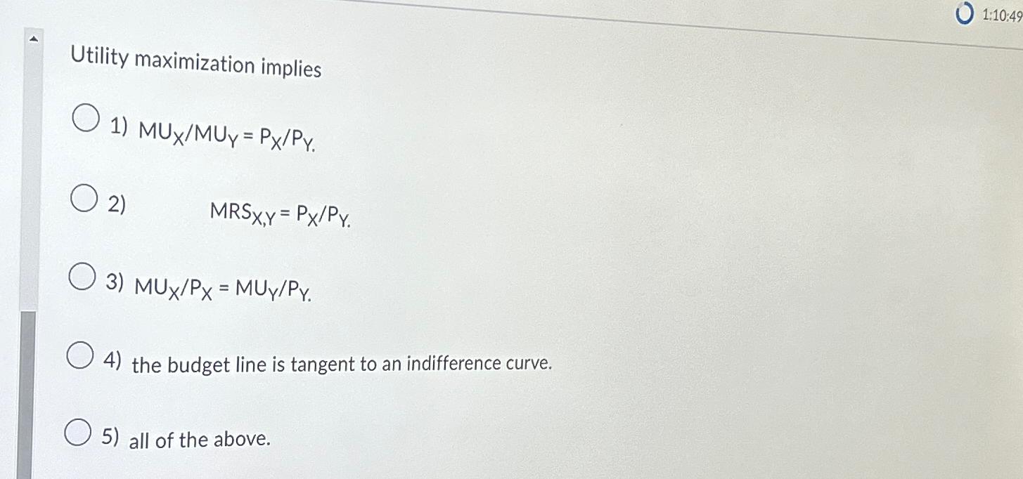 Solved 1:10:49Utility maximization | Chegg.com