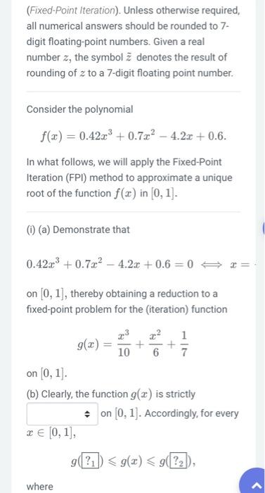 Solved (Fixed-Point Iteration). Unless otherwise required, | Chegg.com