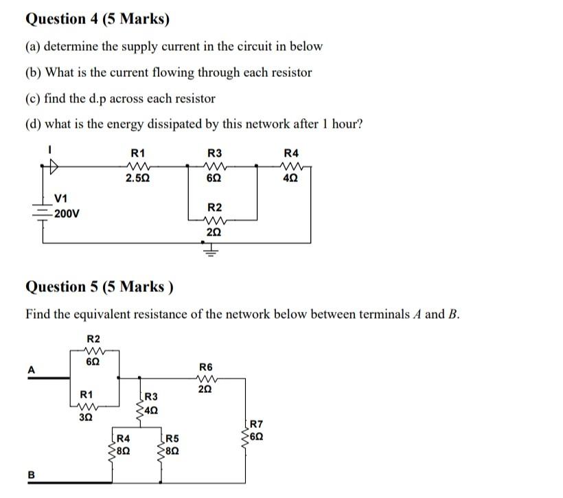 Solved Question 4 (5 Marks) (a) determine the supply current | Chegg.com