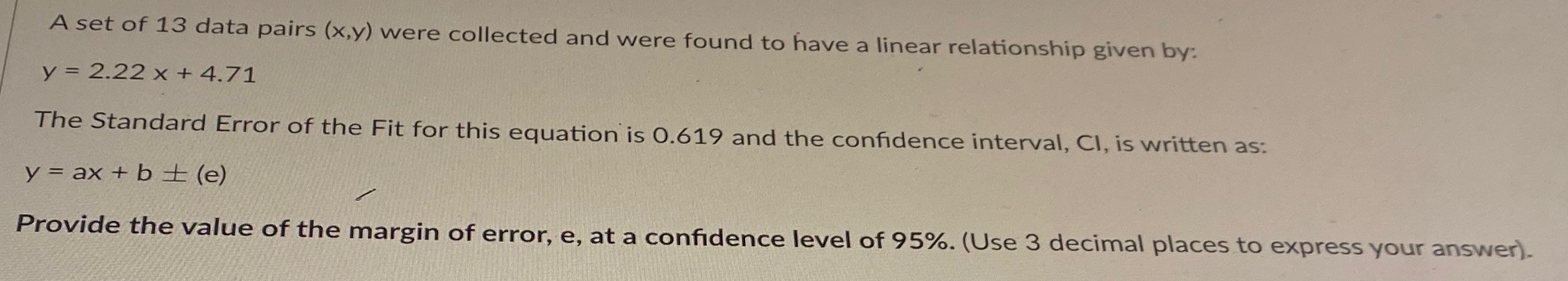 A set of 13 ﻿data pairs (x,y) ﻿were collected and | Chegg.com
