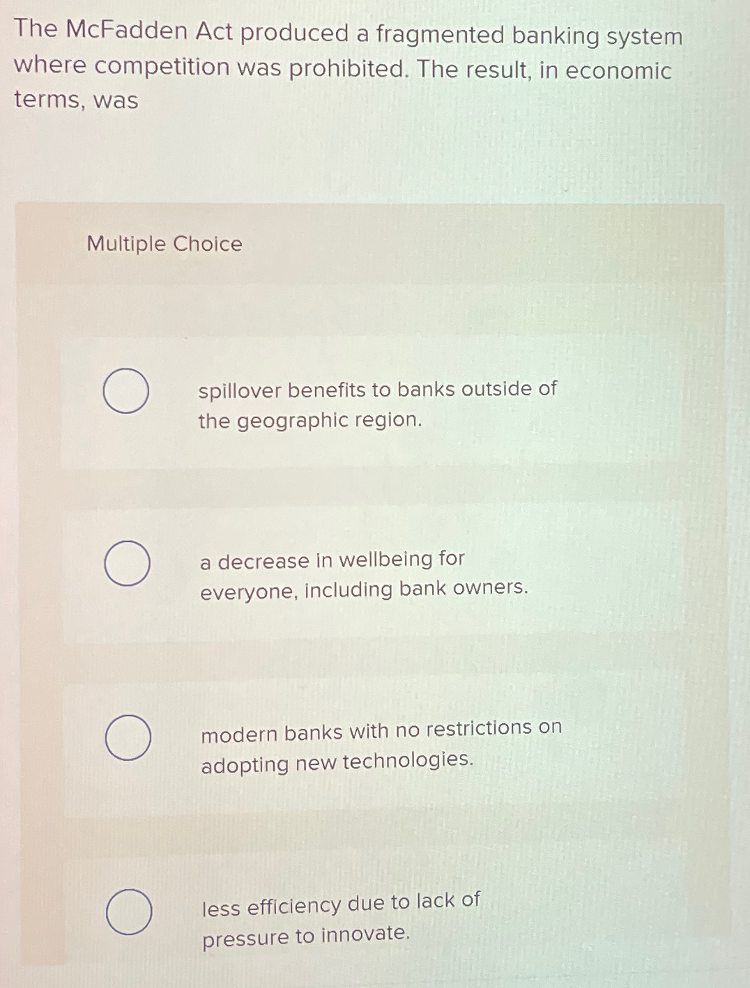 Solved The McFadden Act produced a fragmented banking system | Chegg.com