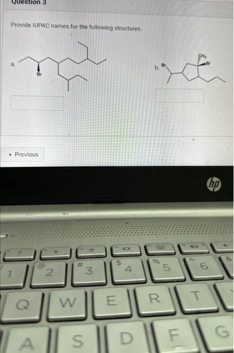 Provide IUPAC names for the following structures. | Chegg.com